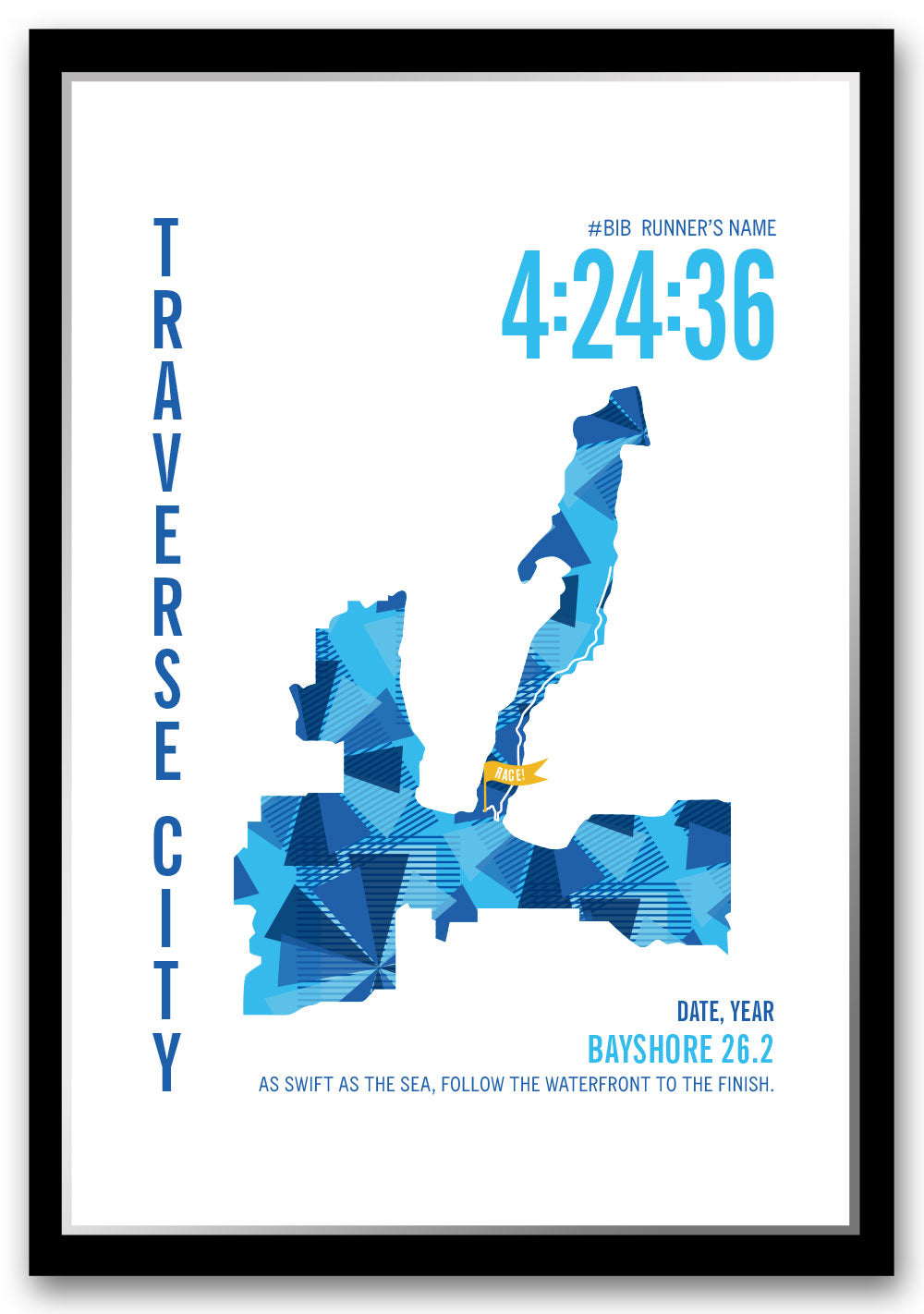 Bayshore 26.2 Marathoner Map - Personalized Course Map – Run Ink