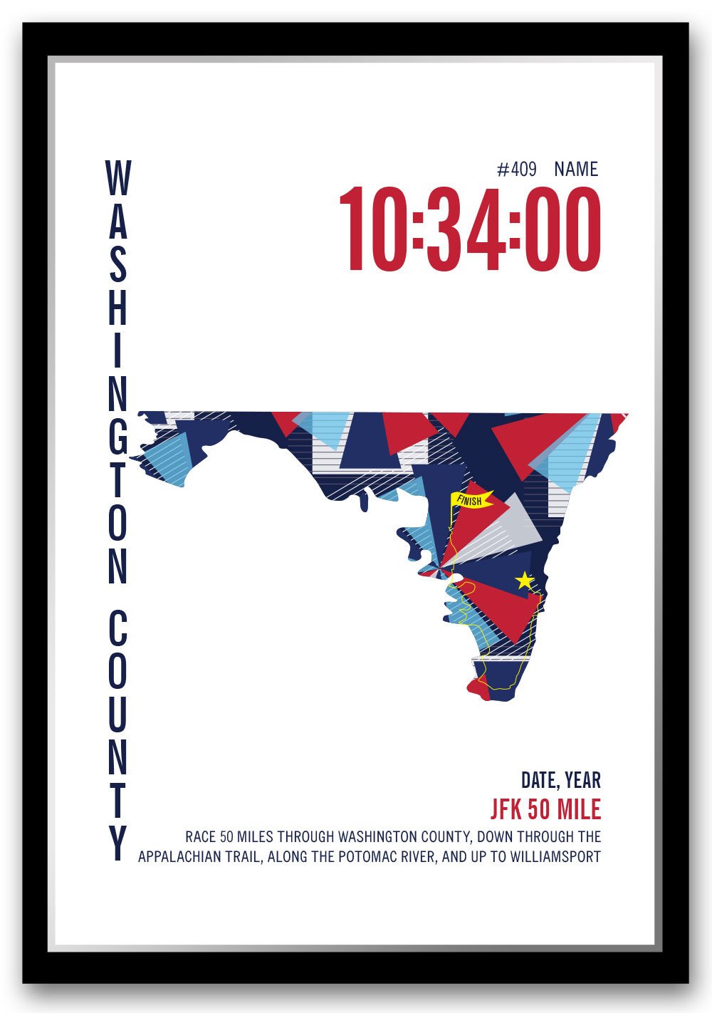 JFK 50 Mile Marathoner Map - Personalized Course Map – Run Ink