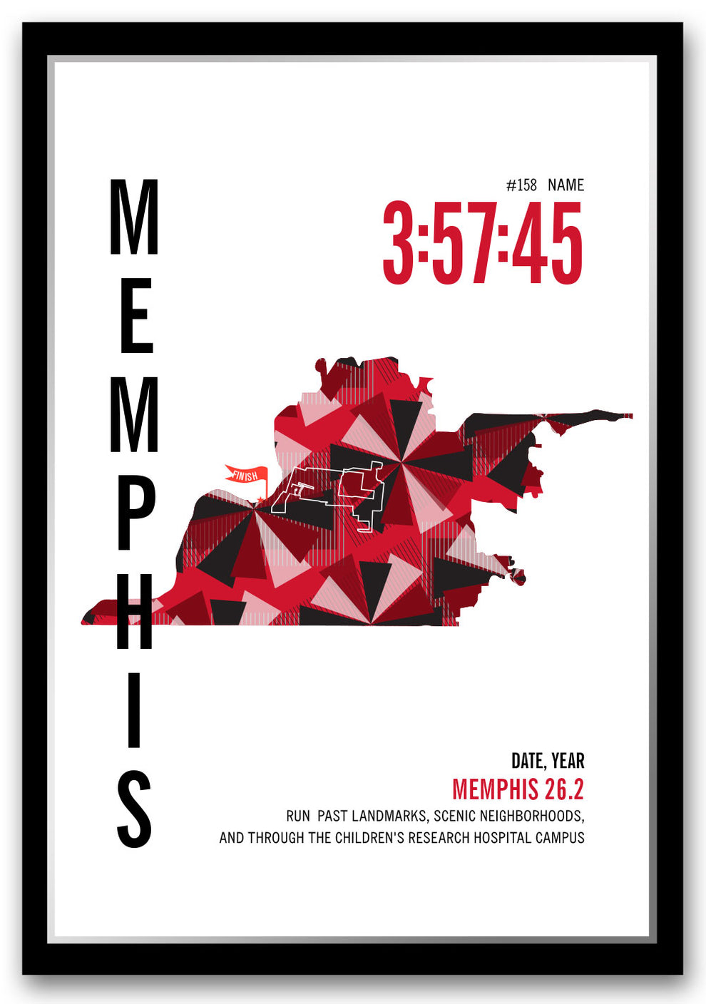 Memphis Marathoner Map - Personalized Course Map – Run Ink