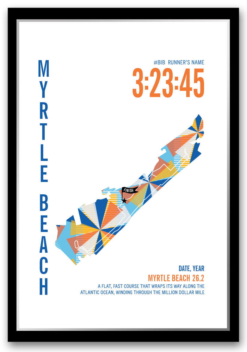 Myrtle Beach 26.2 Marathoner Map - Personalized Course Map – Run Ink